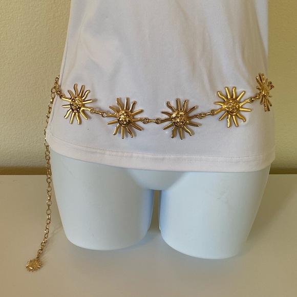 Vintage | Accessories | Vintage Classic Gold Tone Sun Disk Chain Belt ...